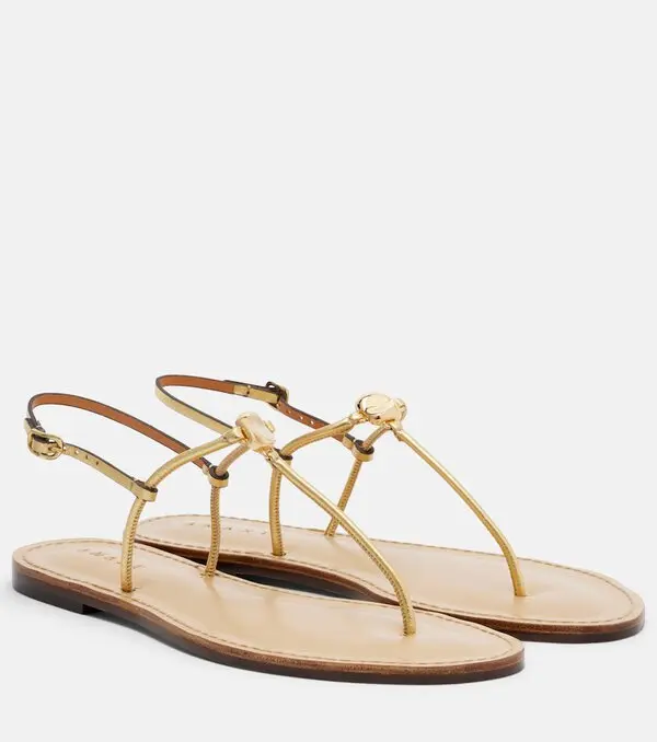 AMANU Naivasha Leather Thong Sandals - Gold
