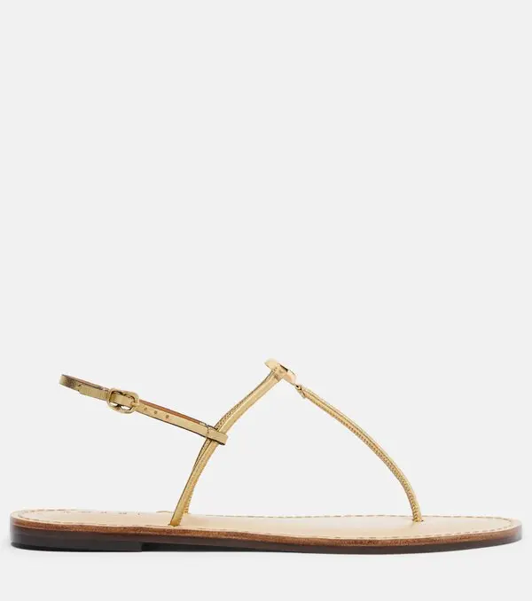 AMANU Naivasha Leather Thong Sandals - Gold