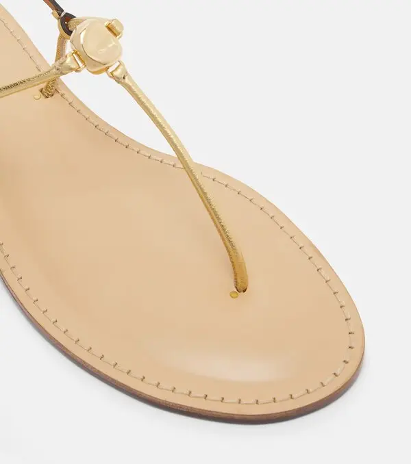 AMANU Naivasha Leather Thong Sandals - Gold