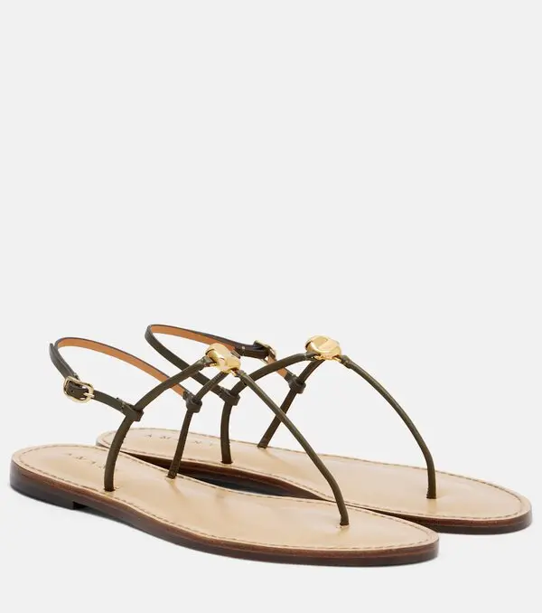 AMANU Naivasha Leather Thong Sandals - Green