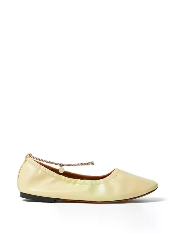 Stella McCartney Chain-embellished Ruched Ballet Flats