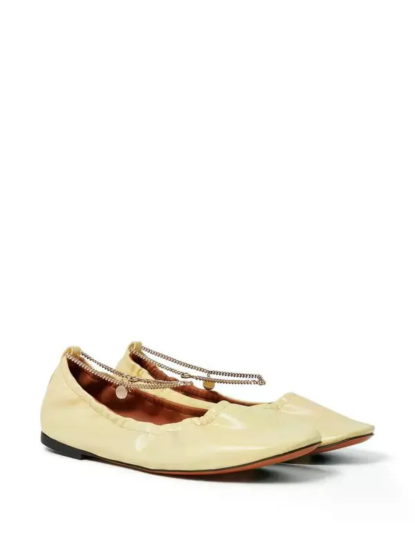 Stella McCartney Chain-embellished Ruched Ballet Flats