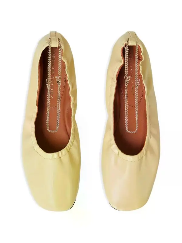 Stella McCartney Chain-embellished Ruched Ballet Flats