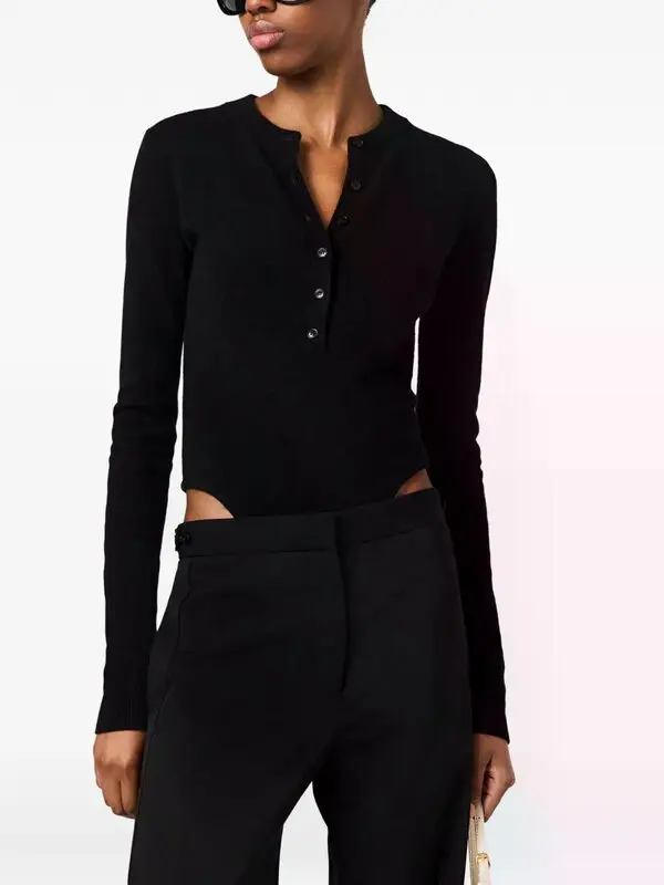Stella McCartney Wool Knitted Crew Neck Cut-out Detail Long Sleeve Top