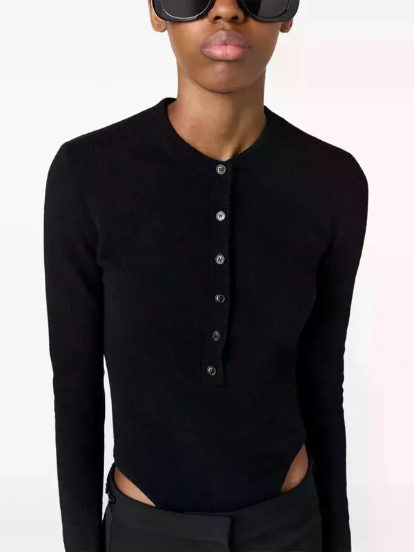 Stella McCartney Wool Knitted Crew Neck Cut-out Detail Long Sleeve Top