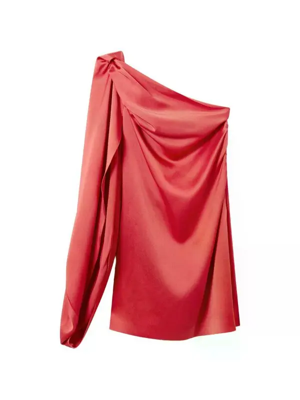 Stella McCartney One-shoulder Draped-sleeve Dress - Red