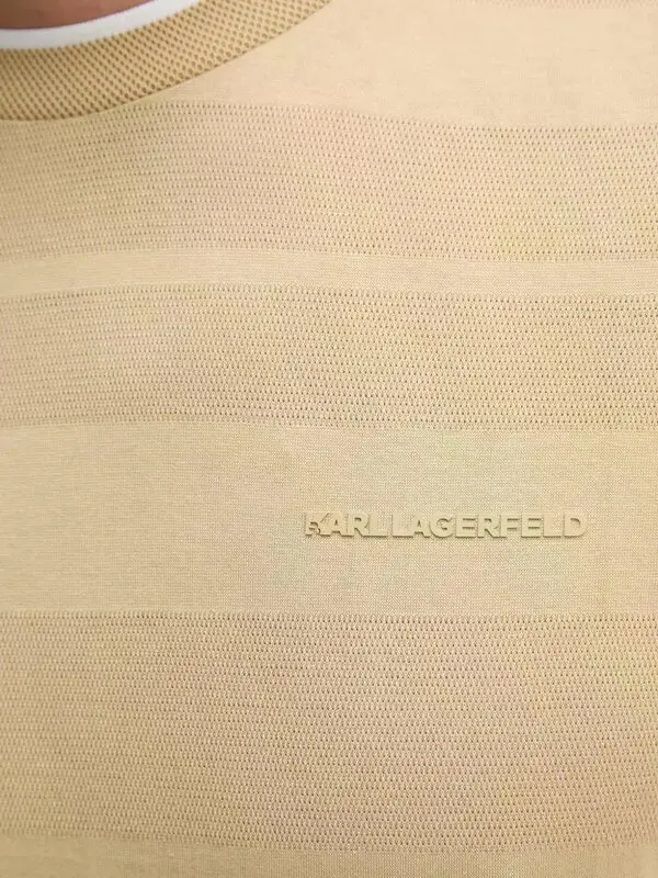 Karl Lagerfeld Textured-stripe Logo-lettering T-shirt