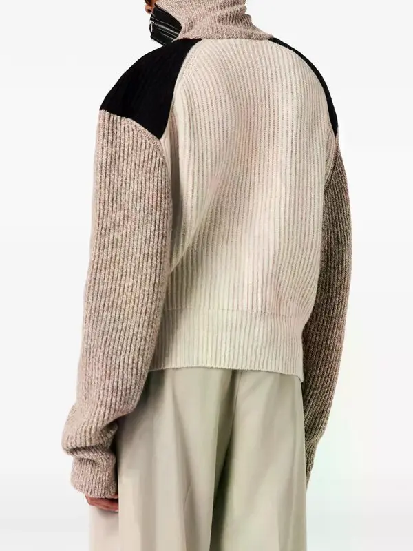 Stella McCartney Zip-panel Ribbed-knit Sweater - Neutrals
