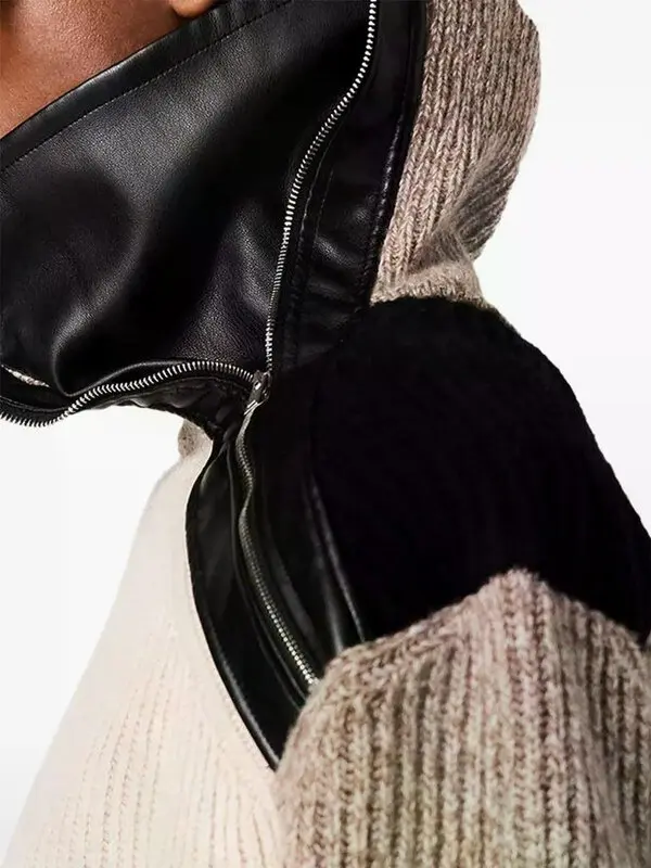 Stella McCartney Zip-panel Ribbed-knit Sweater - Neutrals