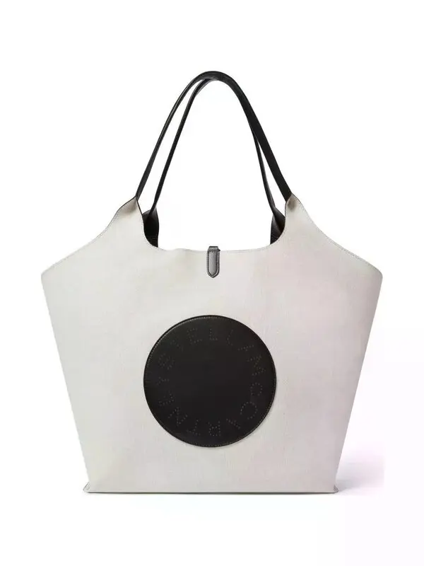Stella McCartney Logo Patch Canvas Tote Bag - White