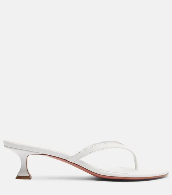 Amina Muaddi Juliette Leather Thong Sandals - White