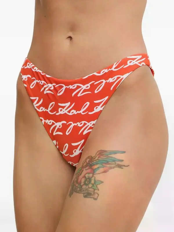 Karl Lagerfeld Script Print Bikini Bottoms - Orange