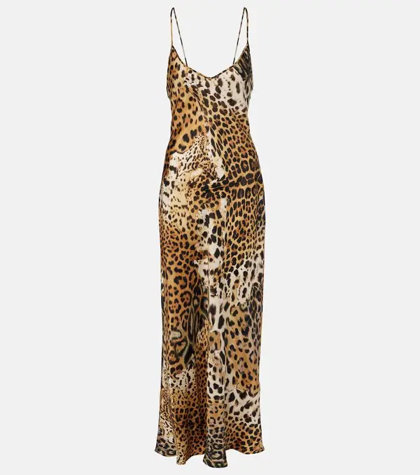 Roberto Cavalli Printed Silk Satin Maxi Dress - Multicoloured
