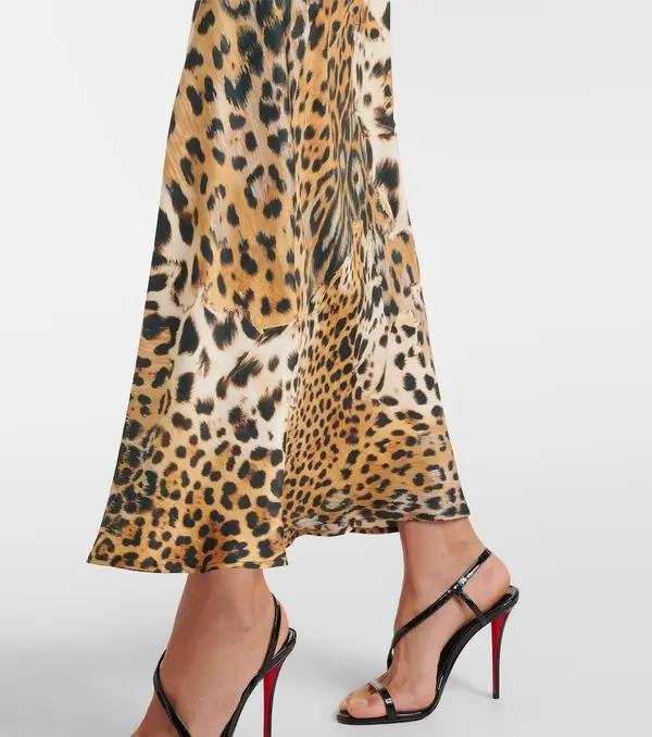 Roberto Cavalli Printed Silk Satin Maxi Dress