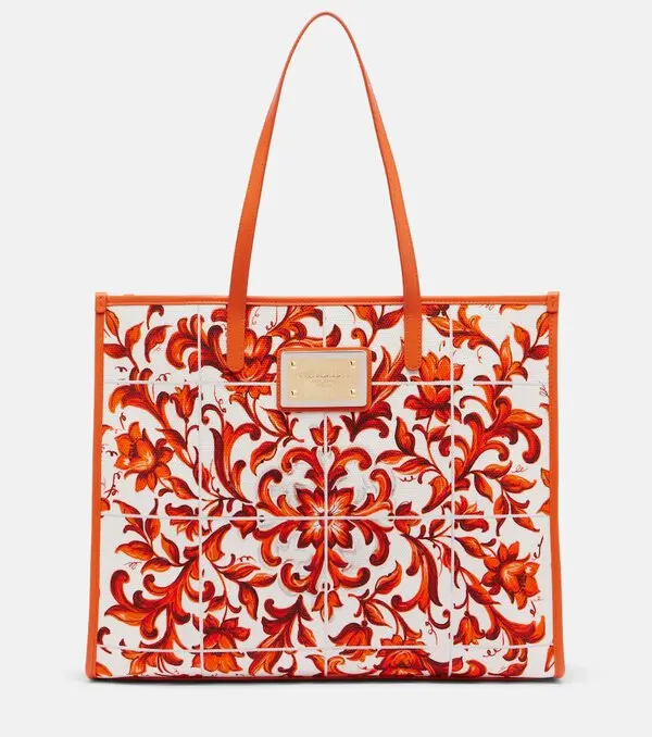 Dolce & Gabbana Printed Canvas Shopper - Orange