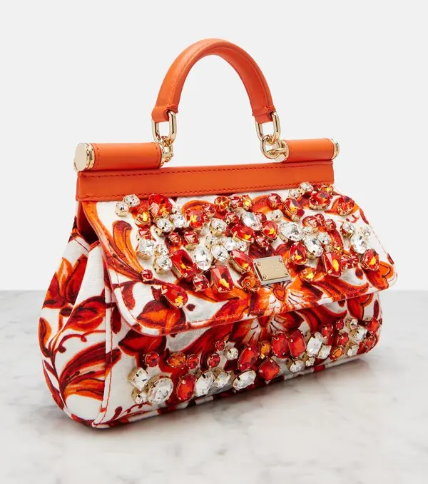 Dolce & Gabbana Sicily Mini Embellished Top-handle Bag