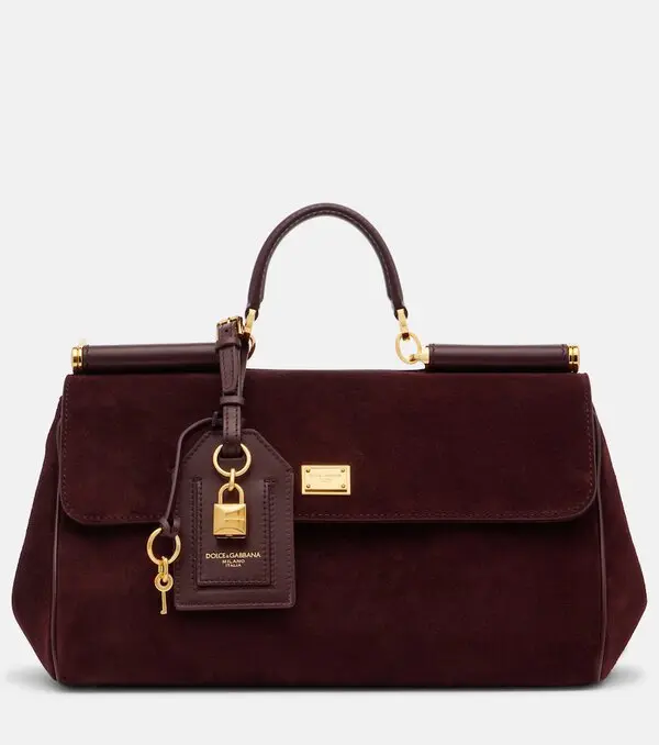 Dolce & Gabbana Sicily Medium Suede Top-handle Bag - Burgundy
