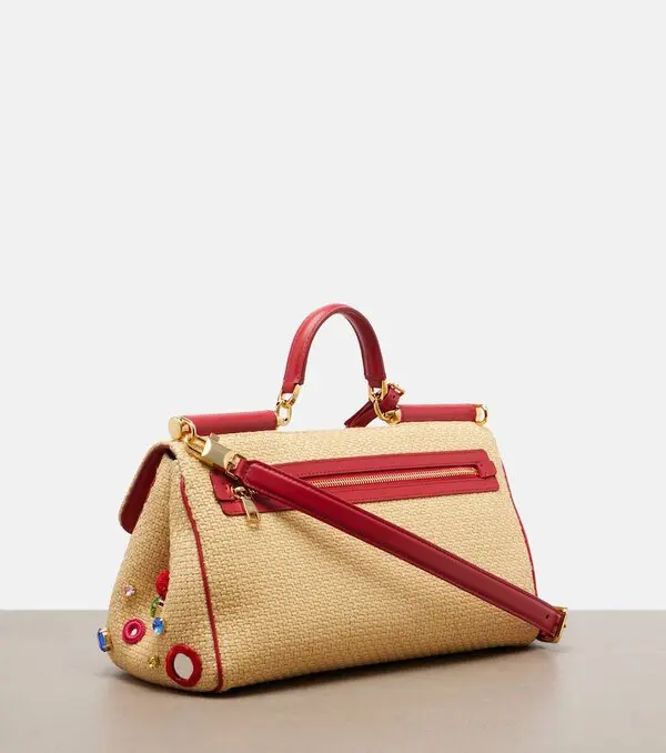 Dolce & Gabbana Sicily Medium Embellished Top-handle Bag - Beige