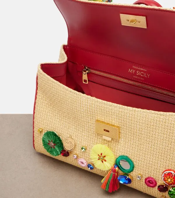 Dolce & Gabbana Sicily Medium Embellished Top-handle Bag