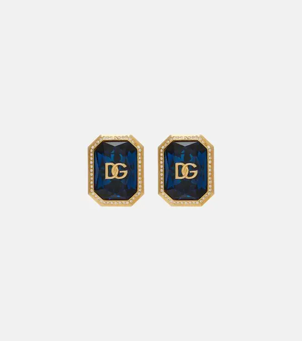 Dolce & Gabbana Dg Embellished Clip-on Earrings - Blue