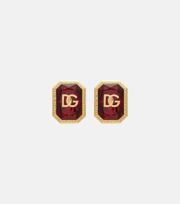 Dolce & Gabbana Dg Embellished Clip-on Earrings - Red