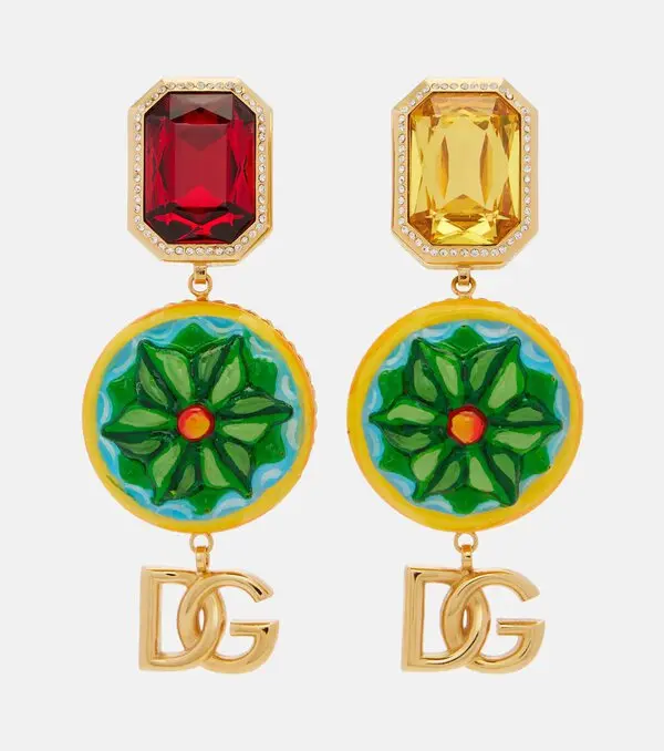 Dolce & Gabbana Dg Embellished Clip-on Earrings - Multicoloured
