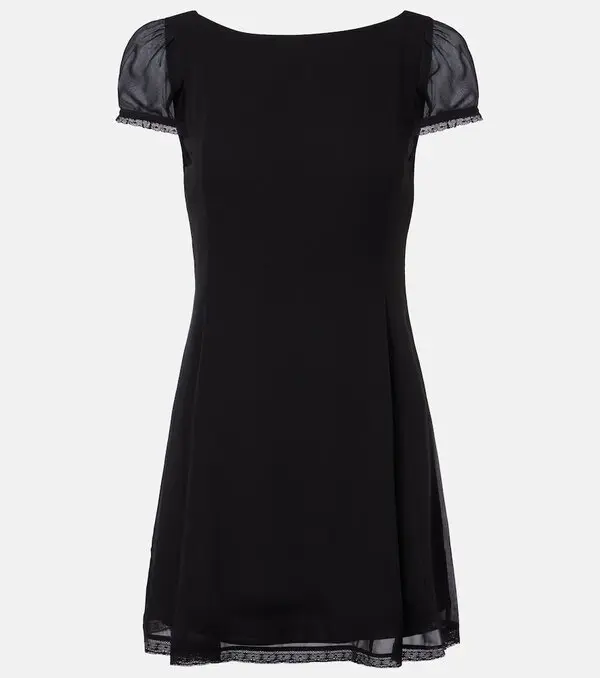 Posse Priscilla Lace-trimmed Silk Minidress - Black