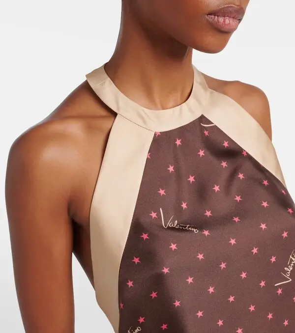 Valentino Garavani Printed Silk Twill Halterneck Top