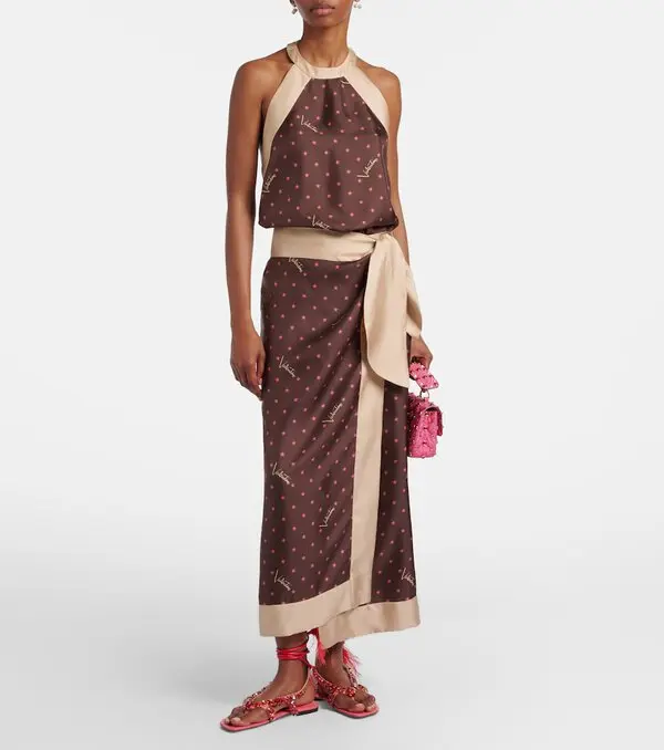 Valentino Garavani Printed Silk Twill Halterneck Top