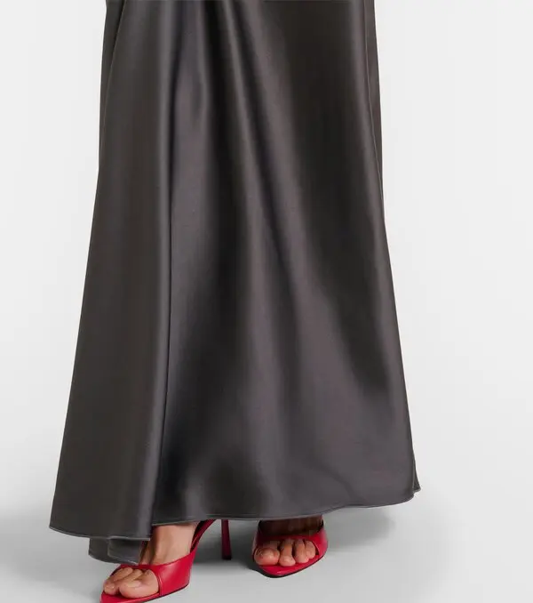 Victoria Beckham Posy Draped Gathered Crêpe Satin Gown - Grey