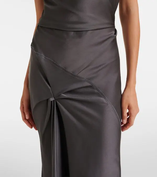 Victoria Beckham Posy Draped Gathered Crêpe Satin Gown - Grey