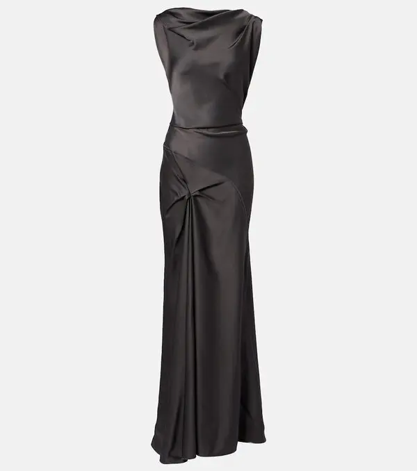 Victoria Beckham Crêpe Satin Gown - Brown