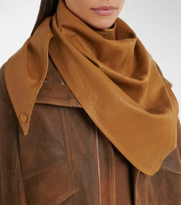 Nour Hammour Draped Leather Hood - Brown