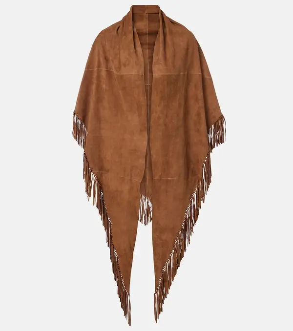 Nour Hammour Fringed Suede Shawl