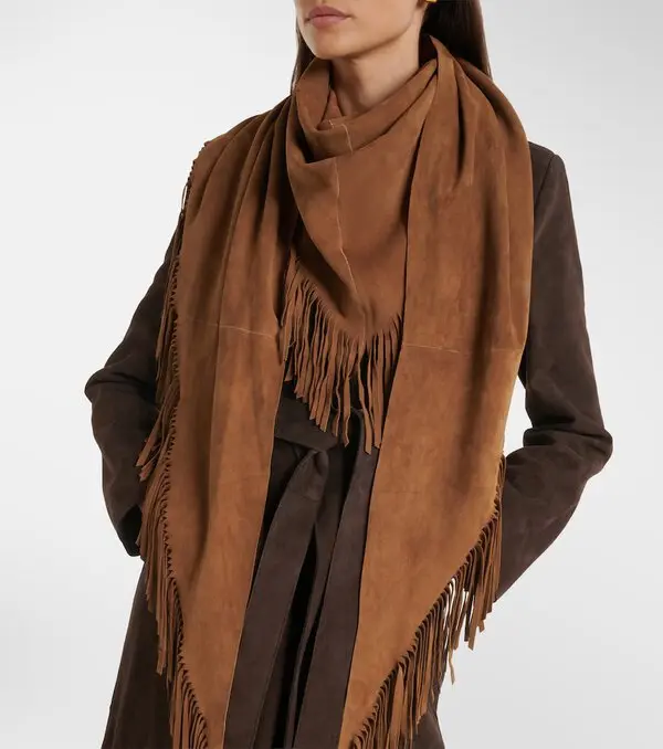 Nour Hammour Fringed Suede Shawl