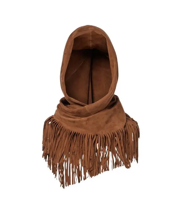 Nour Hammour Fringed Suede Shawl - Brown