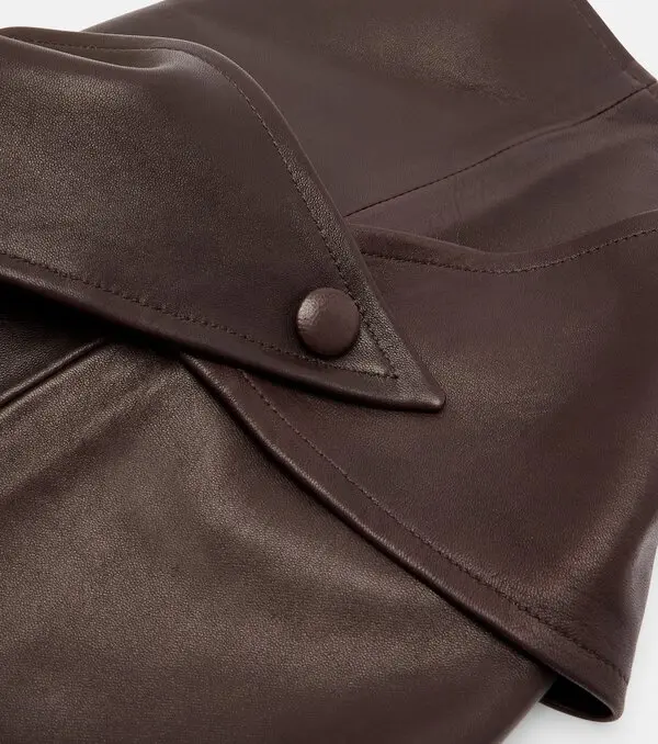 Nour Hammour Draped Leather Hood - Brown