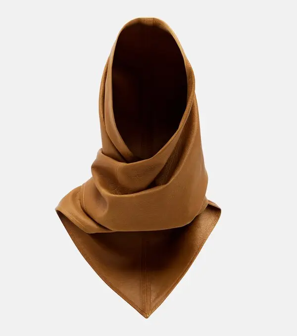 Nour Hammour Draped Leather Hood - Brown
