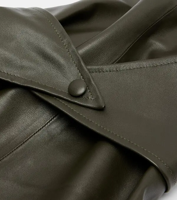Nour Hammour Draped Leather Hood - Green