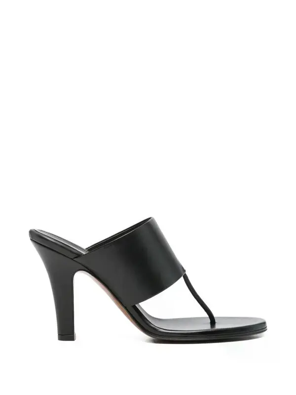 THE ROW Leather Sculpted Heel Thong Sandals