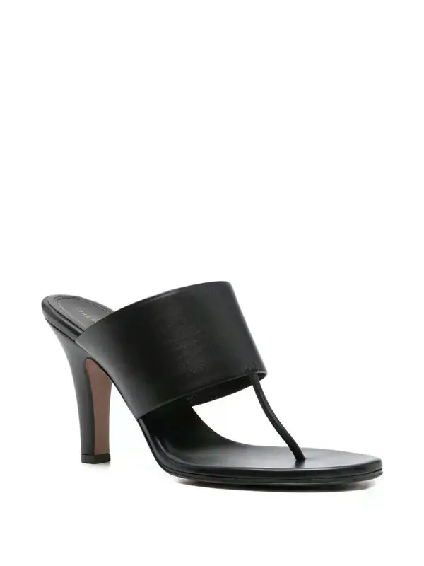 THE ROW Leather Sculpted Heel Thong Sandals
