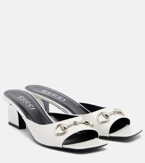 Gucci Leather Mules - Alabaster