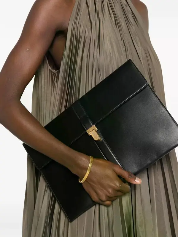 THE ROW Foldover Leather Clutch Bag