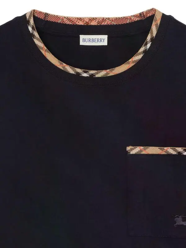 Burberry Check Trim Cotton T-shirt - Blue
