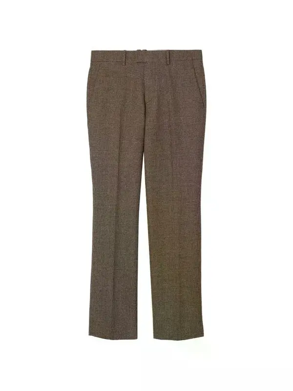 Burberry Prince Of Wales Check Wool-linen Blend Tailored Trousers