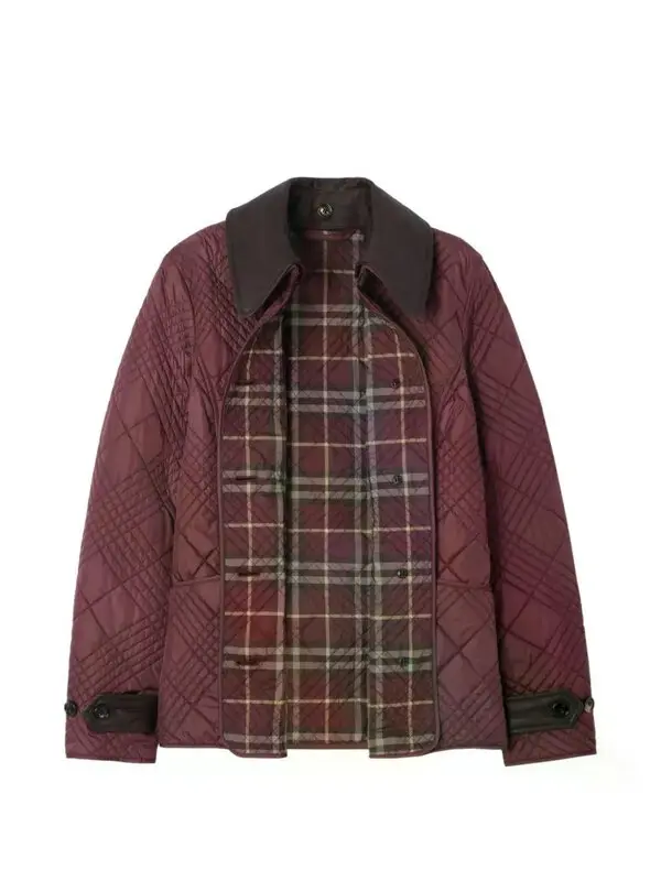 Burberry Quilted Nylon Fernleigh Jacket With Detachable Leather Collar - Red
