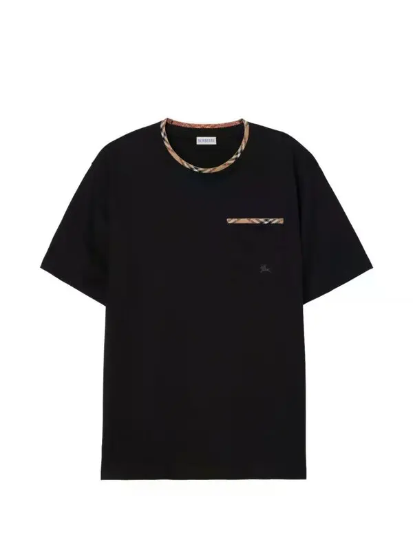 Burberry Check Trim Cotton T-shirt - Black