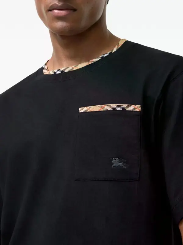Burberry Check Trim Cotton T-shirt - Black