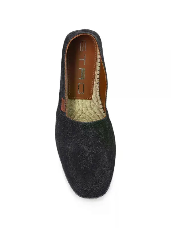 Etro Suede Paisley Espadrilles - Black