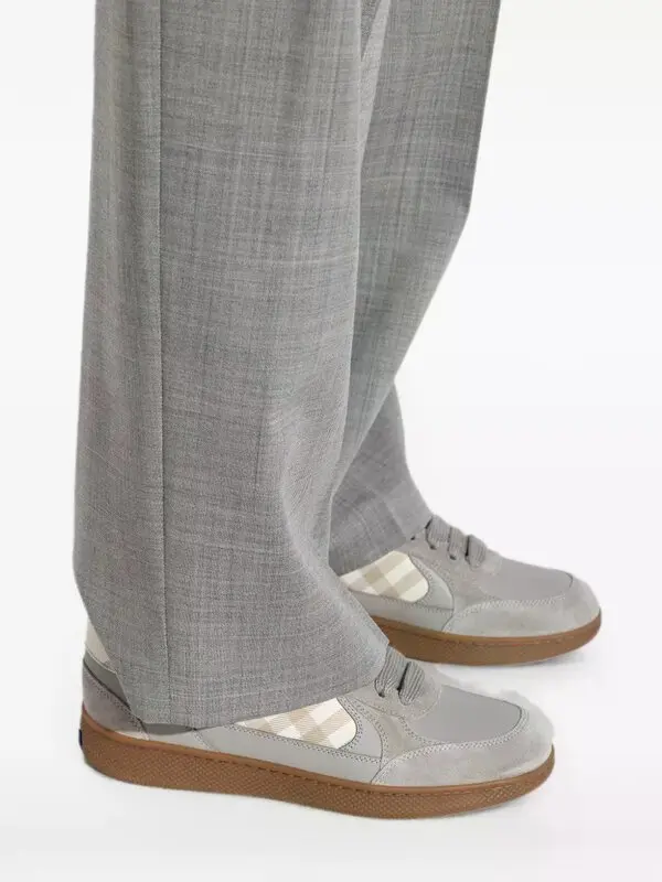 Burberry Check-panel Suede-trimmed Sneakers